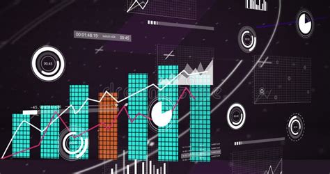 Displaying Digital Graphs And Charts With Animation Futuristic Design Elements Stock Footage