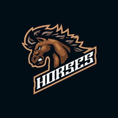 배지 엠블럼 티셔츠 인쇄를 위한 현대적인 일러스트레이션 컨셉의 말 마스코트 로고 디자인 벡터입니다 스포츠와 E스포츠 팀을 위한 말 머리 삽화 프리미엄 벡터