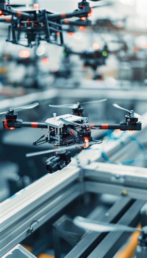 Engineer Adjusting Drone On High Tech Production Line For Advanced