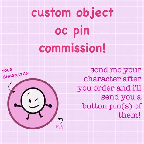Custom Object Show Button Pin Oc Original Character Merch Commission