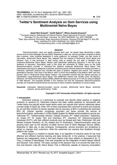 Twitters Sentiment Analysis On Gsm Services Using Multinomial Naïve