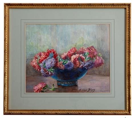 Lot Lucienne Bisson French 1880 1939 Dahlias In A Blue Bowl Watercolour