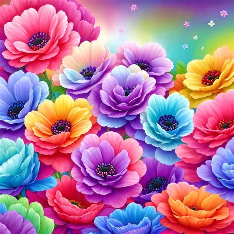 Premium Photo Rainbow Colors Flowers Bouquet