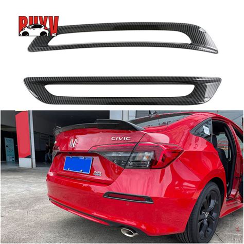 Buyv รถด้านหลังไฟเบรกปกกันชนหลังสะท้อนคาร์บอนไฟเบอร์ตัดสำหรับฮอนด้า