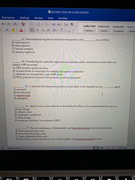 Solved Biol Finlal IN CLASS SUM References Mailings Chegg