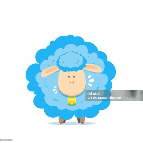 Karakter Maskot Domba Kartun Lucu Ilustrasi Vektor Pemberian Makan