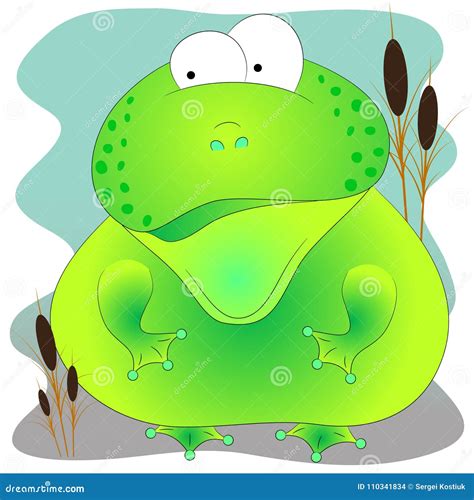 A Cute Toad Sitting In A Tropical Forest Vector Illustration