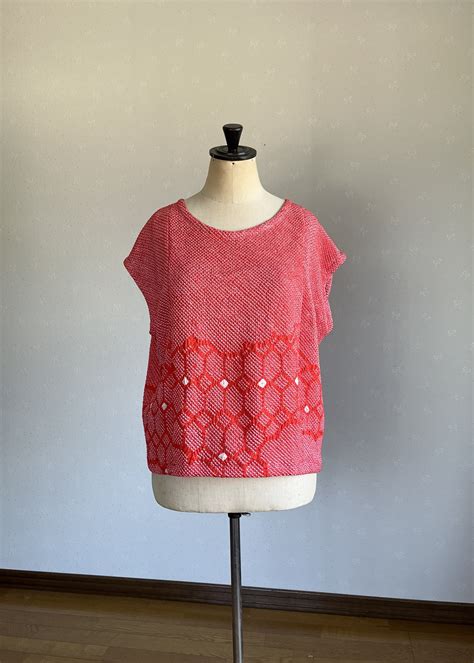 着物リメイク服 絞りのフレンチ袖ぐりブラウス Heijimamas Gallery Minne 国内最大級のハンドメイド・手作り通販サイト