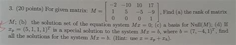 Solved 20 Points For Given Matrix Chegg Com