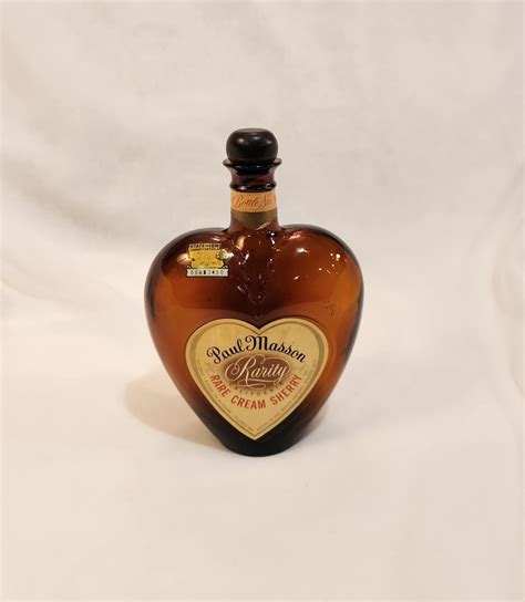 Heart Shaped Glass Paul Masson Sherry Cream Empty Bottle Brown Vintage