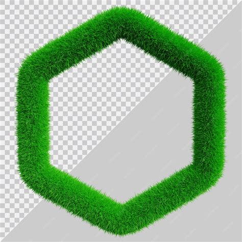 Premium Psd Grass Frame Design With Hexagonal Shape In 3d Render