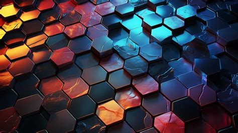 Premium Photo Elegant Black Abstract Highquality Multicolored Hexagon