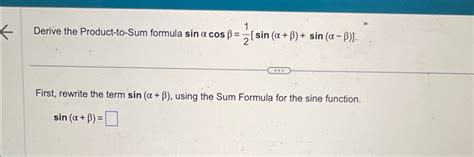 Solved Derive The Product To Sum Formula