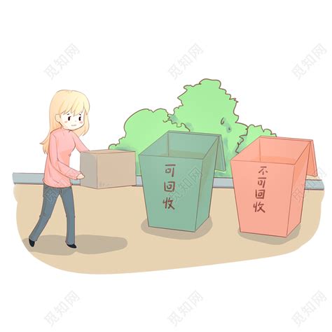 手绘卡通垃圾分类保护环境人物校园文明素材免费下载 觅知网