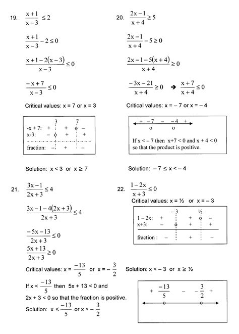 Imath Grade 11 Exercises Re Solving Quadratic Inequalities Answers