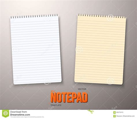 Realistic Vector Notepad Set Stock Vector Illustration Of Science Document 85272413
