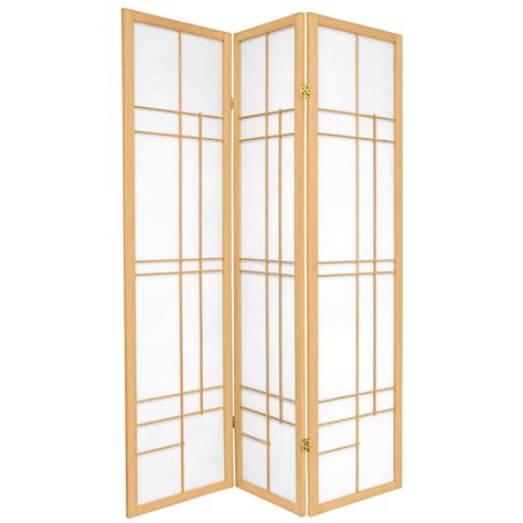 Oriental Furniture 6 Ft Tall Eudes Shoji Screen Natural 3 Panel
