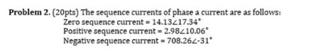 Solved Problem Pts The Sequence Currents Of Phase A Chegg Com