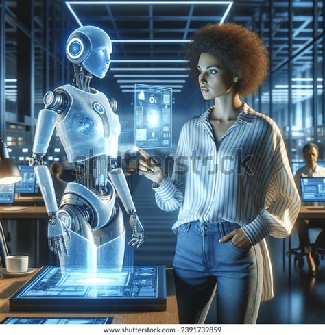Futuristic Theme Realistic Style Hologram Robot Ai Generated Image