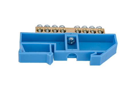 Нулевая N шина с синим изолятором на DIN-рейку REXANT 6x9 мм стойка ...