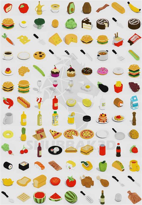 3d Model Voxel Food Pack 117 Items Vr Ar Low Poly Cgtrader