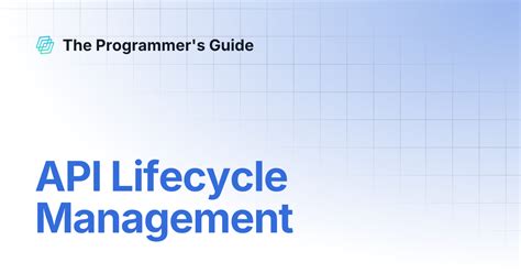 Api Lifecycle Management The Programmers Guide