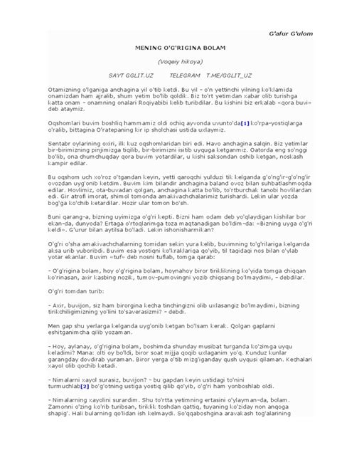 Gafur Gulom Mening Ogrigina Bolam Pdf