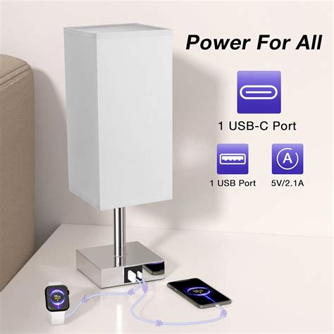 touch control bedside lamps with usb and ac charging ports