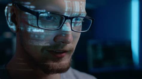 Portrait Software Developer Hacker Wearing Glasses Stock Footage Video ...