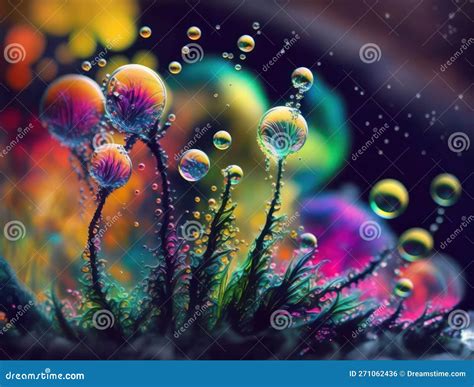 Abstract Background Psychedelic Macro Image Of Plants Stock