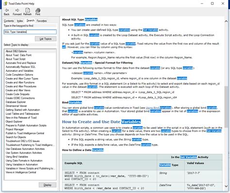Variable Types And How To Use Toad Data Point And Toad Intelligence