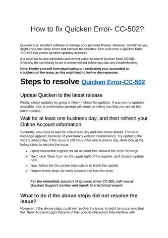 Quicken Error Code Cc By Usmartsupport Issuu