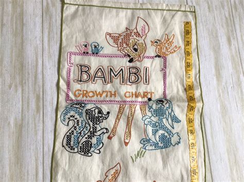 Vintage Bambi Growth Chart Cross Stitch Bambi And Friends Bambi