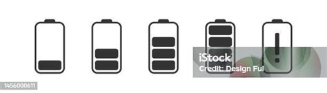 흰색 배경에 설정된 배터리 아이콘입니다 Ui 기호입니다 누산기 레벨 표시기 충전 단계 그림 플랫 스타일 0명에 대한 스톡 벡터 아트 및 기타 이미지 Istock