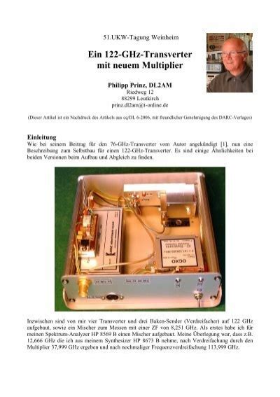 Ein 122 Ghz Transverter Mit Neuem Multiplier Dl2am