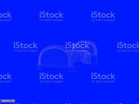 파란색 배경에 선으로 침대 청사진의 3d 렌더링 가구에 대한 스톡 사진 및 기타 이미지 가구 건축 공학 Istock