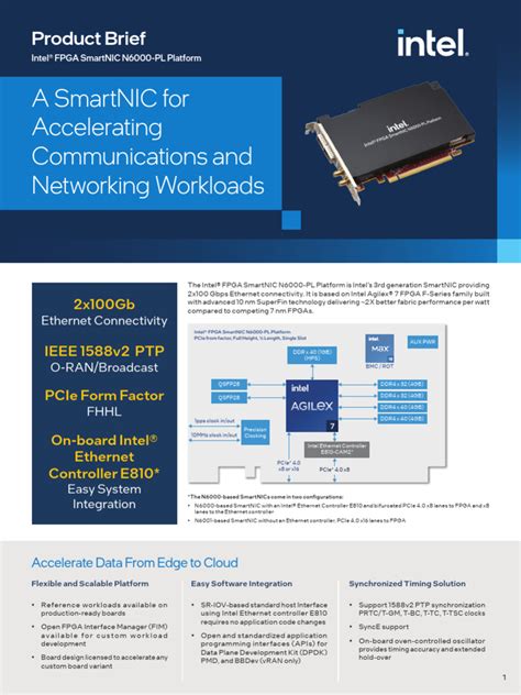 fpga smartnic n6000 pl platform product brief pdf field