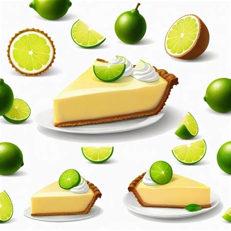 A Slice Of Cheesecake With Limes And Limes Premium Ai Generated Vector