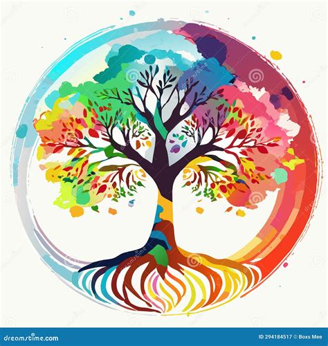 Colorful Tree In The Form Of A Circle Vector Illustration Stock Vector Illustration Of Branch