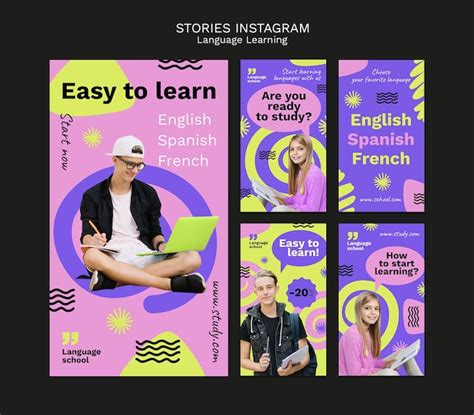 free psd language learning template design