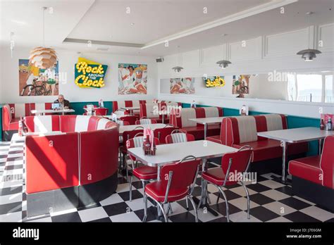 American Diner Interior The Prom Diner Boscombe Bournemouth Stock