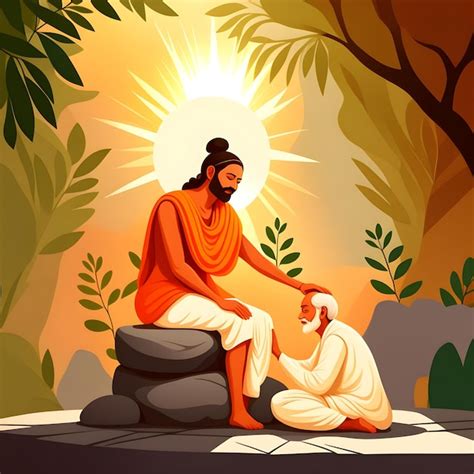 Guru Purnima Reverence And Respect Premium Ai Generated Image