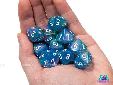 Festive Waterlily And White D10s Acrylic Set Of 10 D10s Chessex Di