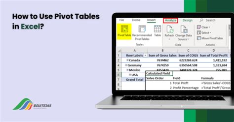 How To Use Pivot Tables In Excel Bsuite365