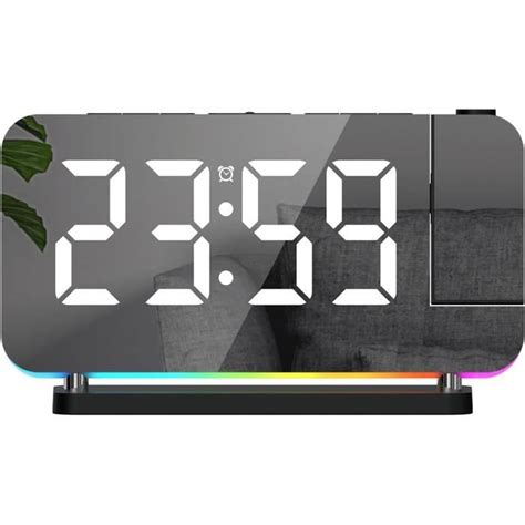 Réveil À Projection Horloge Numérique Avec Projecteur Led Rgb 180 Affichage Miroir Couleur 6