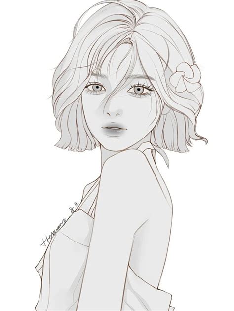 女生人物手绘线稿