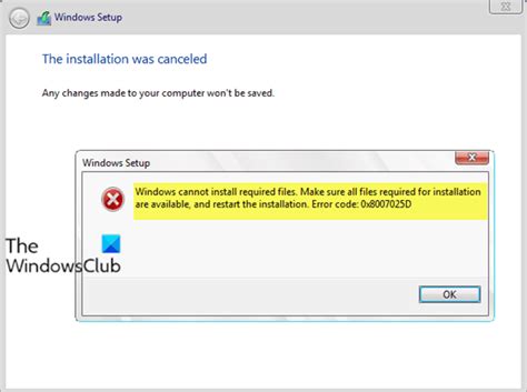Windows Cannot Install Required Files Error Code 0x8007025d 2025