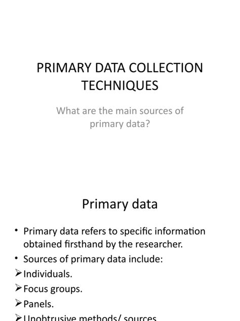 Primary Data Collection Techniques Pdf Questionnaire Focus Group