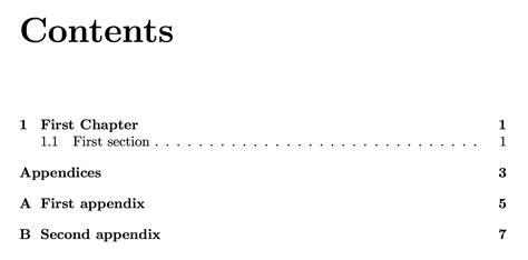[tex latex] adding appendix “chapters ” without sections in table of