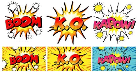 Free Vector | Set of retro comic speech bubble and effect in pop art style